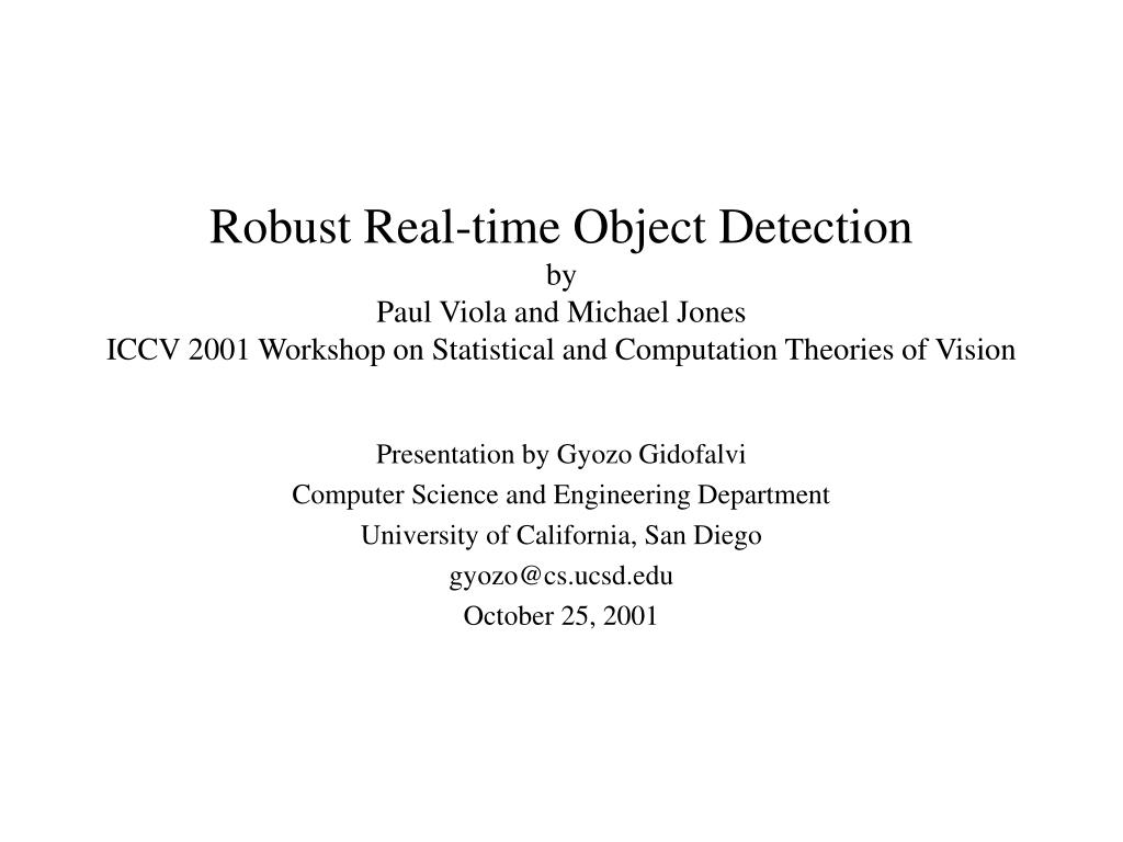 Ppt Robust Real Time Object Detection By Paul Viola And Michael Jones