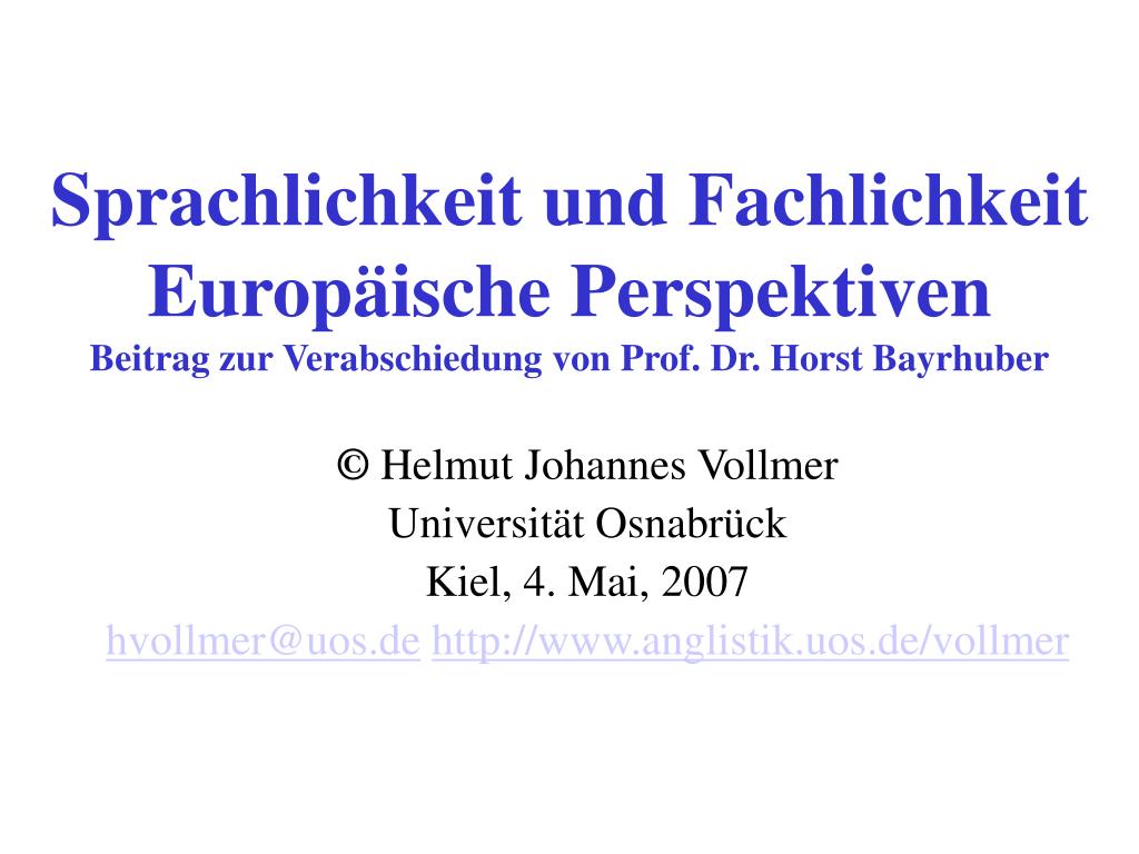 PPT - Sprachlichkeit und Fachlichkeit Europäische Perspektiven Beitrag ...