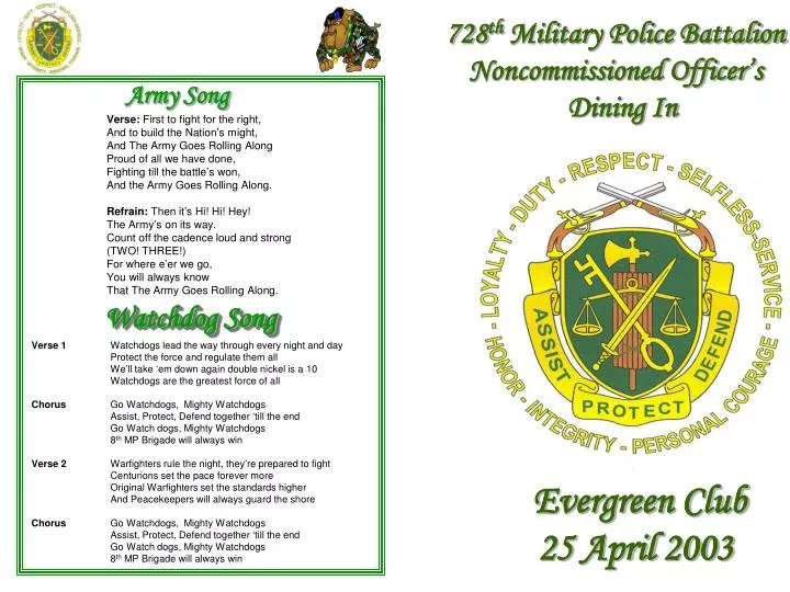 PPT - Army Song PowerPoint Presentation, free download - ID:786861