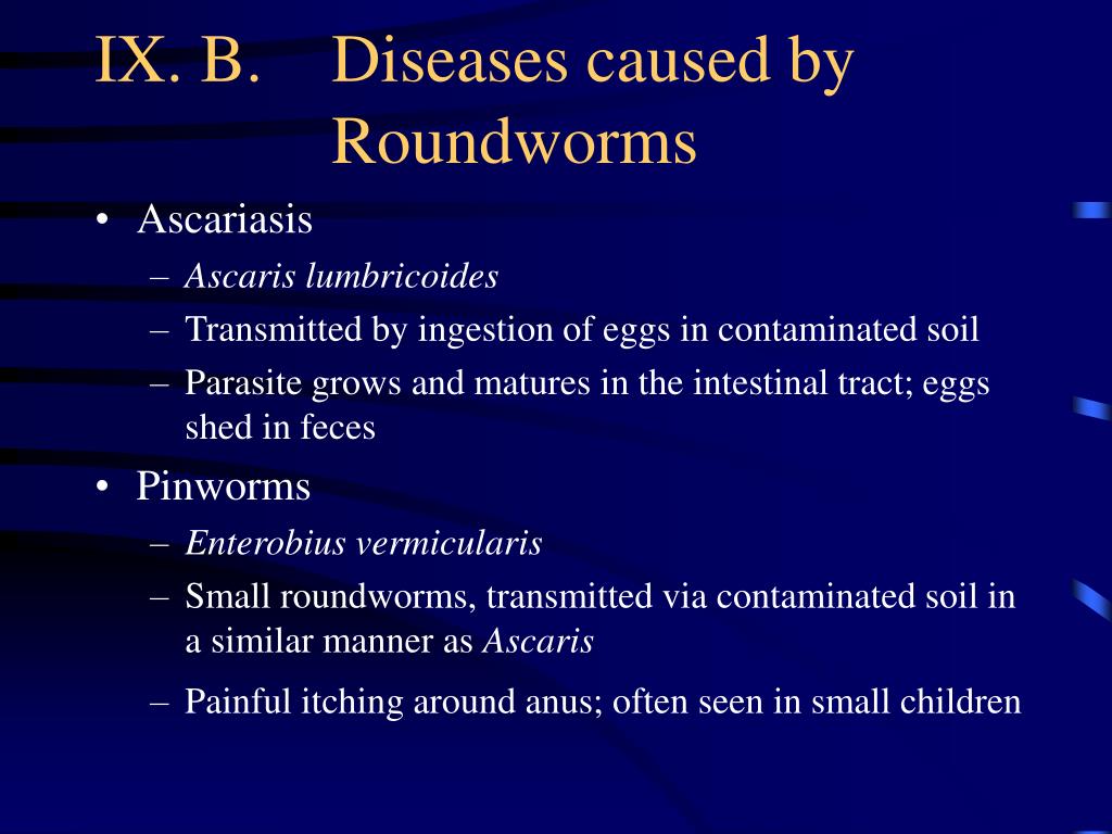 PPT - IX. Selected Diseases caused by Multicellular Animal Parasites ...