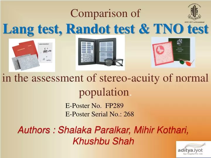 PPT - Comparison of Lang test, Randot test & TNO test in the assessment ...