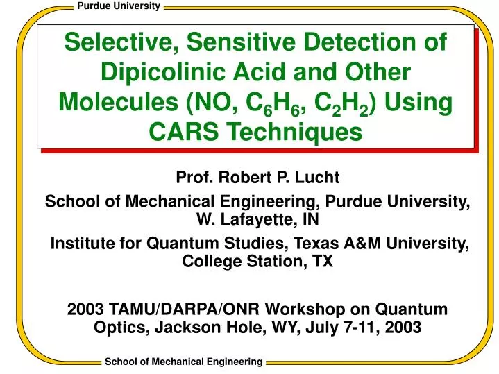 PPT - Selective, Sensitive Detection of Dipicolinic Acid and Other ...