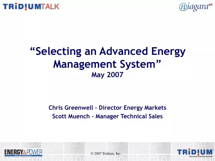PPT - “Selecting an Advanced Energy Management System” May 2007 ...