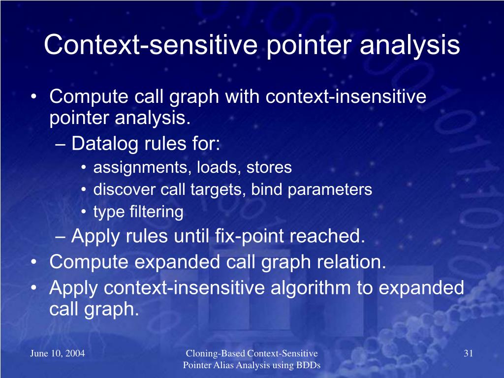 Ppt Cloning Based Context Sensitive Pointer Alias Analysis Using Bdds Powerpoint Presentation