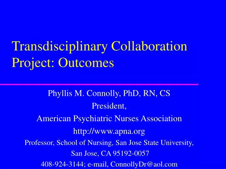PPT - Transdisciplinary Collaboration Project: Outcomes PowerPoint ...