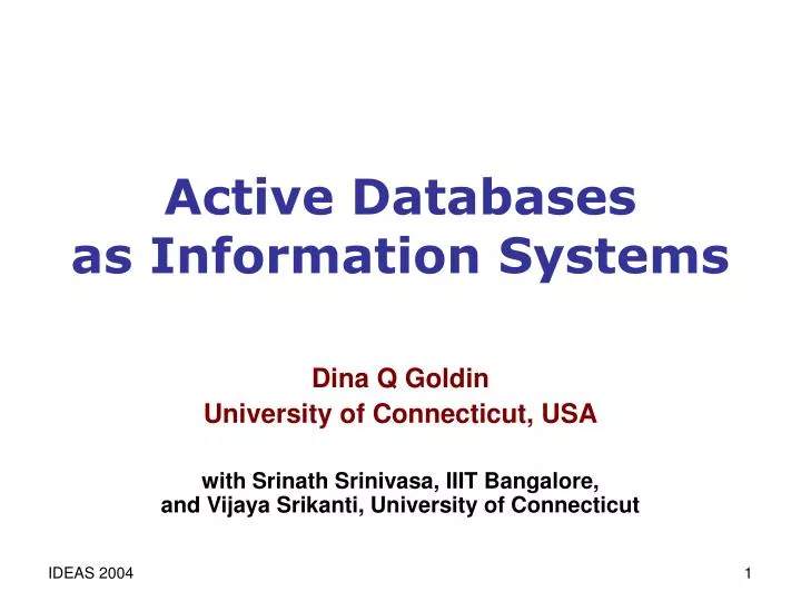PPT - Active Databases as Information Systems PowerPoint Presentation ...