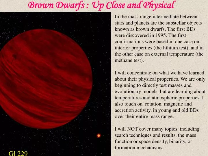 PPT - Brown Dwarfs : Up Close and Physical PowerPoint Presentation ...