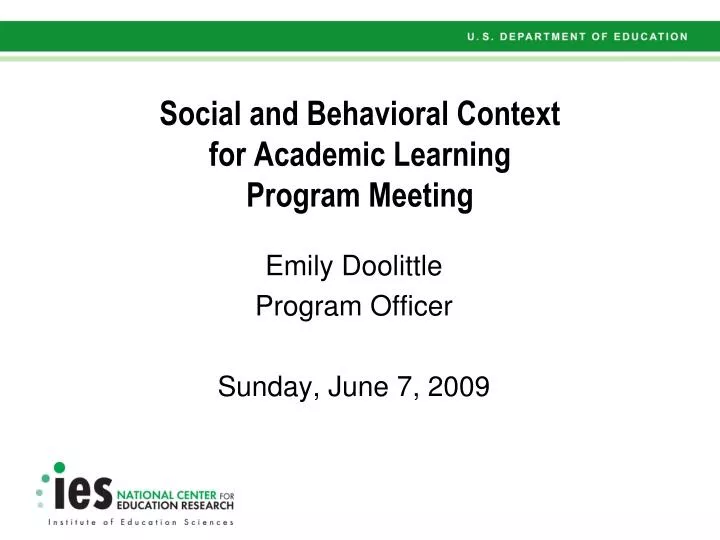 PPT - Social and Behavioral Context for Academic Learning Program ...