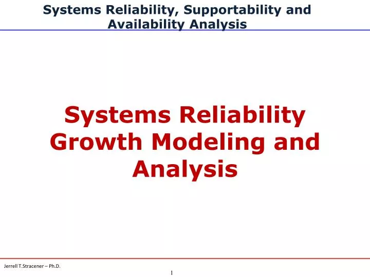 PPT - Systems Reliability Growth Modeling and Analysis PowerPoint Presentation - ID:811206