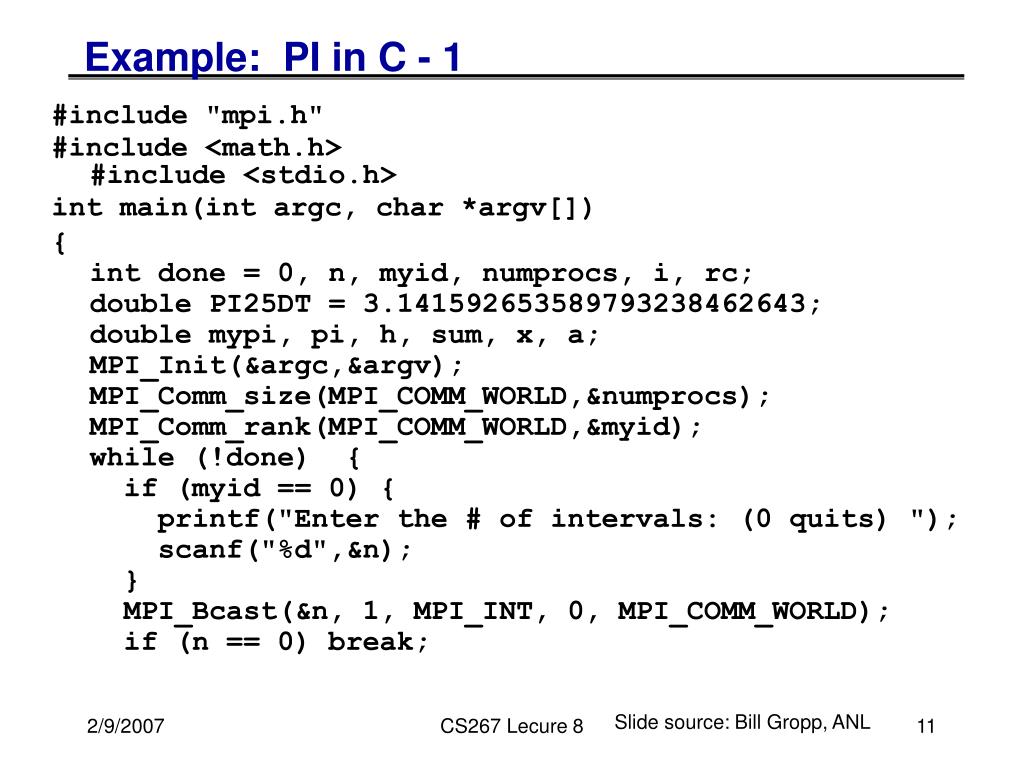 Ppt Cs 267 Distributed Memory Programming Mpi And Tree Based Algorithms Powerpoint