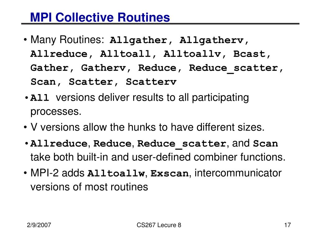 Ppt Cs 267 Distributed Memory Programming Mpi And Tree Based Algorithms Powerpoint