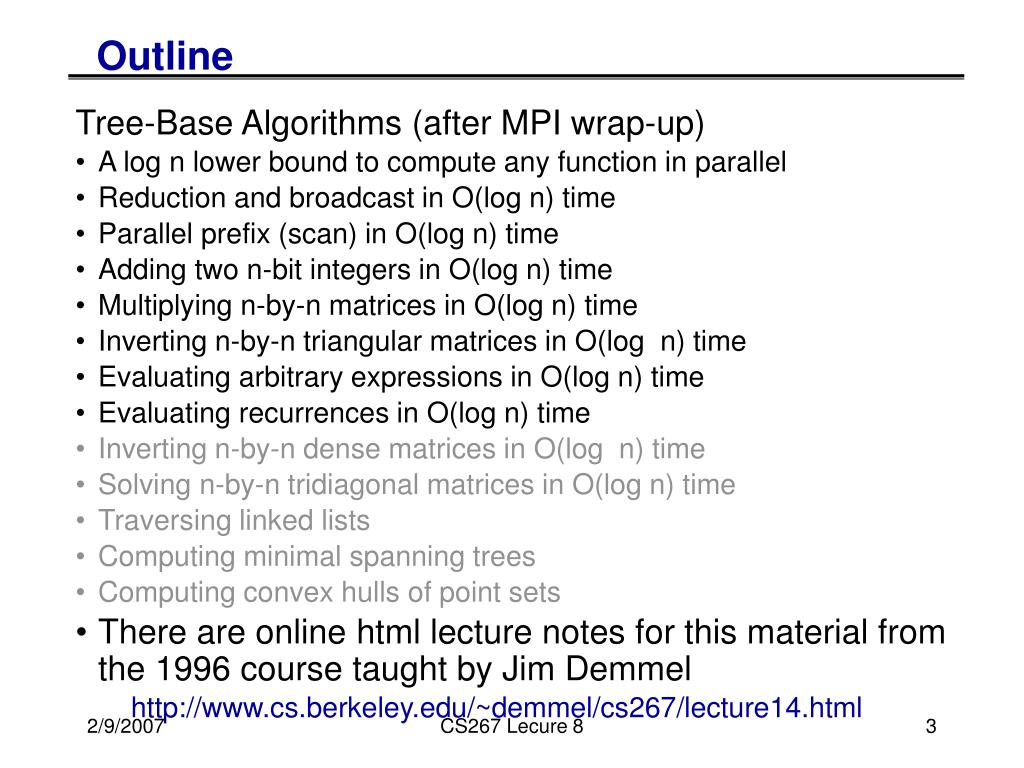 Ppt Cs 267 Distributed Memory Programming Mpi And Tree Based Algorithms Powerpoint