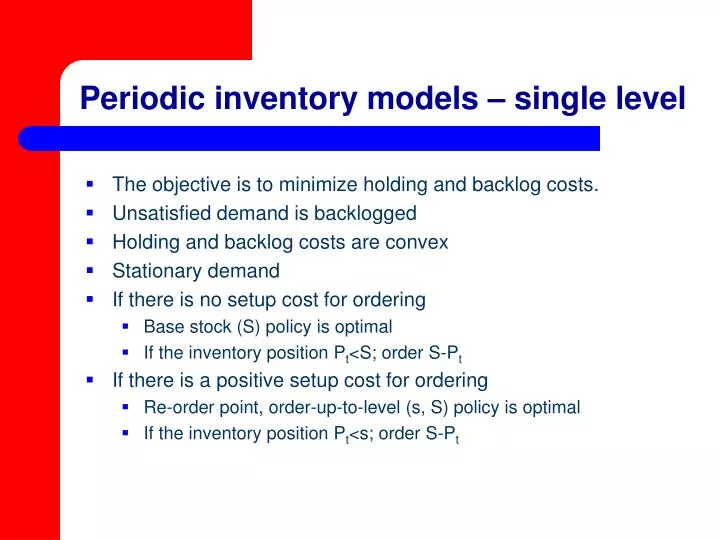 PPT - Periodic inventory models – single level PowerPoint Presentation ...