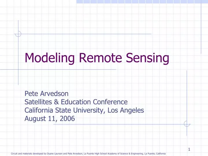 PPT - Modeling Remote Sensing PowerPoint Presentation, free download ...