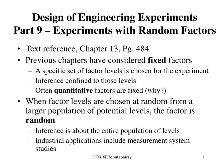PPT - Design of Engineering Experiments Part 9 – Experiments with ...