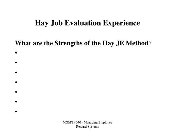 PPT - Hay Job Evaluation Experience PowerPoint Presentation, free ...