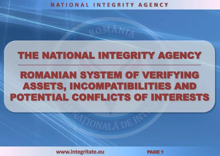 PPT - THE NATIONAL INTEGRITY AGENCY