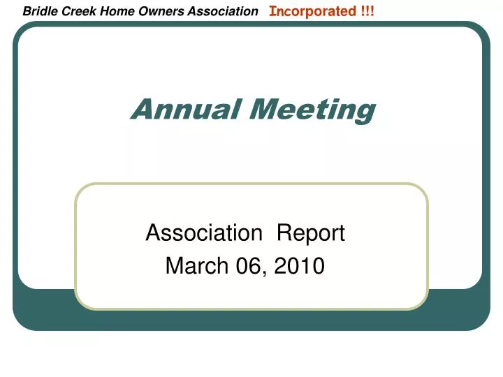 PPT - Annual Meeting PowerPoint Presentation, free download - ID:819062