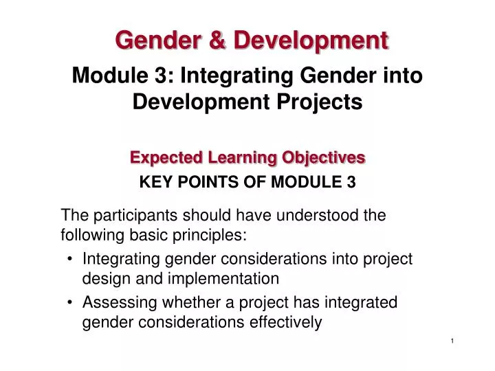 PPT - Module 3: Integrating Gender into Development Projects PowerPoint ...