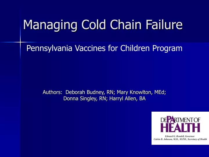 PPT - Managing Cold Chain Failure PowerPoint Presentation, free ...