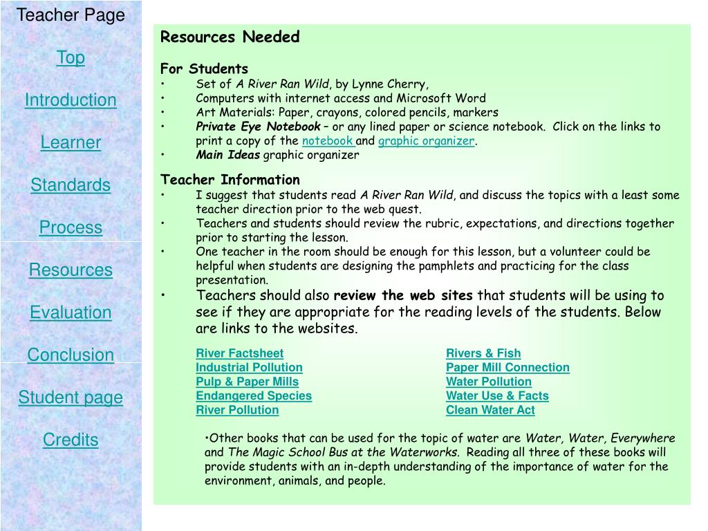 PPT - A River’s Fate A WebQuest for 3rd Grade (Science) Based on the ...