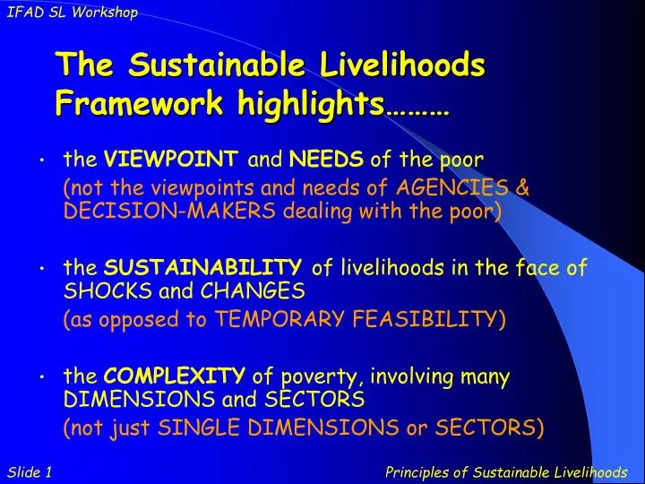 PPT - The Sustainable Livelihoods Framework highlights……… PowerPoint ...