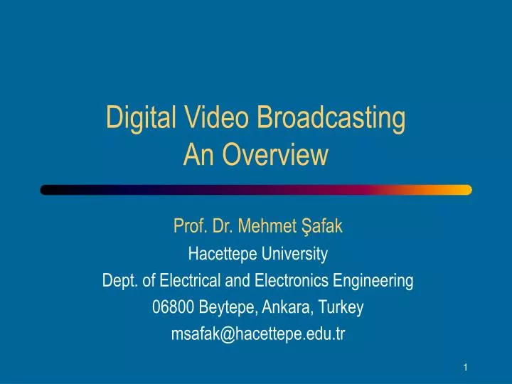 PPT - Digital Video Broadcasting An Overview PowerPoint Presentation ...