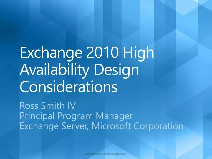 PPT - Exchange 2010 High Availability Design Considerations PowerPoint ...