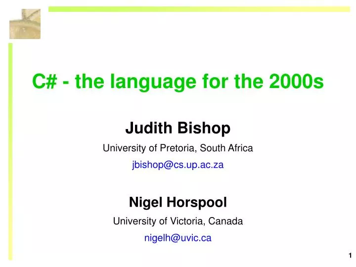 PPT - C# - the language for the 2000s PowerPoint Presentation, free ...