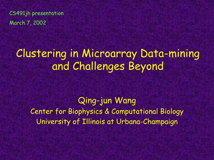 Ppt Clustering In Microarray Data Mining And Challenges Beyond 7475