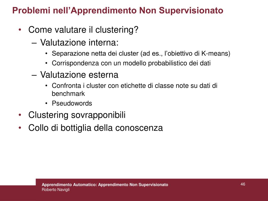 PPT - Apprendimento Automatico: Apprendimento Non Supervisionato ... PPT - Apprendimento Automatico: Apprendimento Non Supervisionato ...