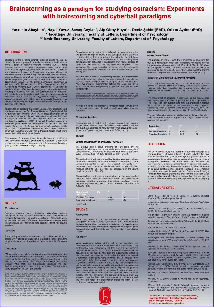 PPT - Brainstorming as a paradigm for studying ostracism: Experiments ...