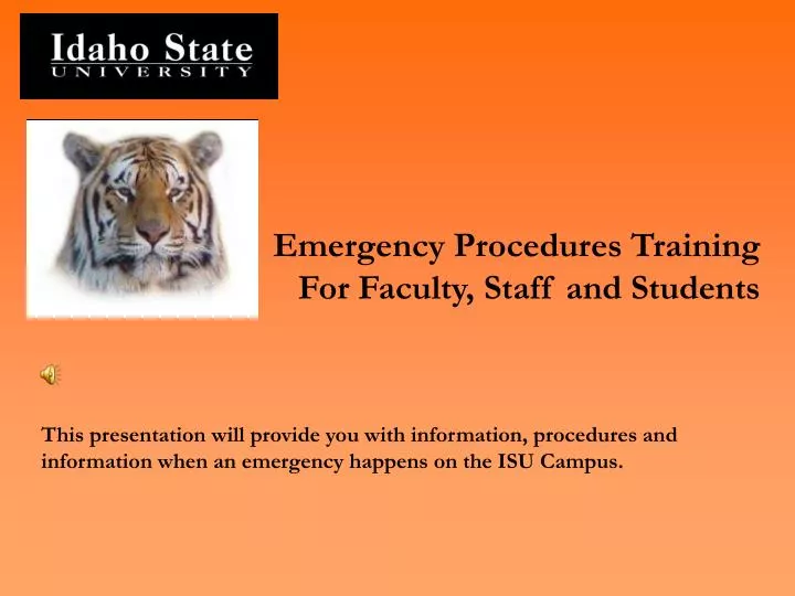 PPT - Emergency Procedures Training For Faculty, Staff and Students ...