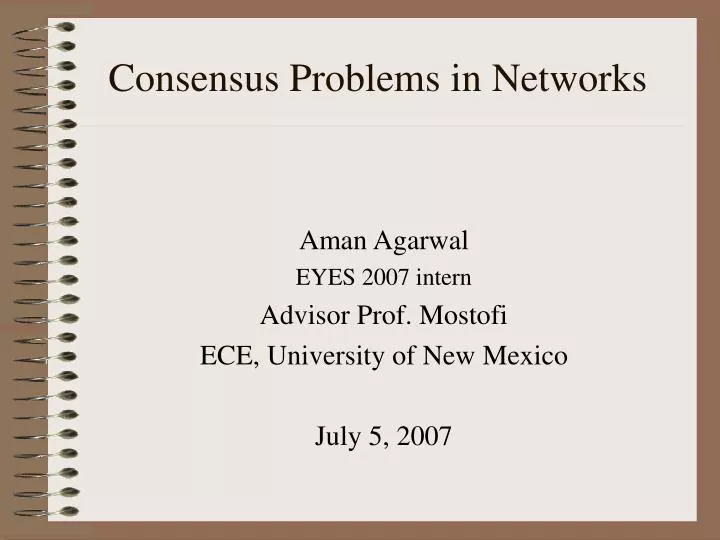 PPT - Consensus Problems in Networks PowerPoint Presentation, free ...