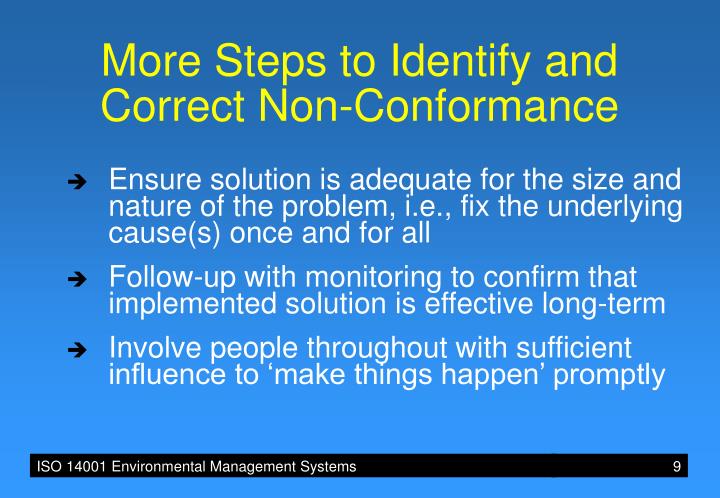 PPT - ISO 14001 4.5.2 NON-CONFORMANCE, CORRECTIVE AND PREVENTIVE ACTION ...
