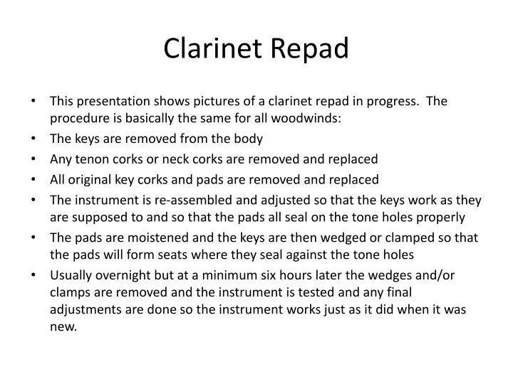 PPT - Clarinet Repad PowerPoint Presentation, free download - ID:828910