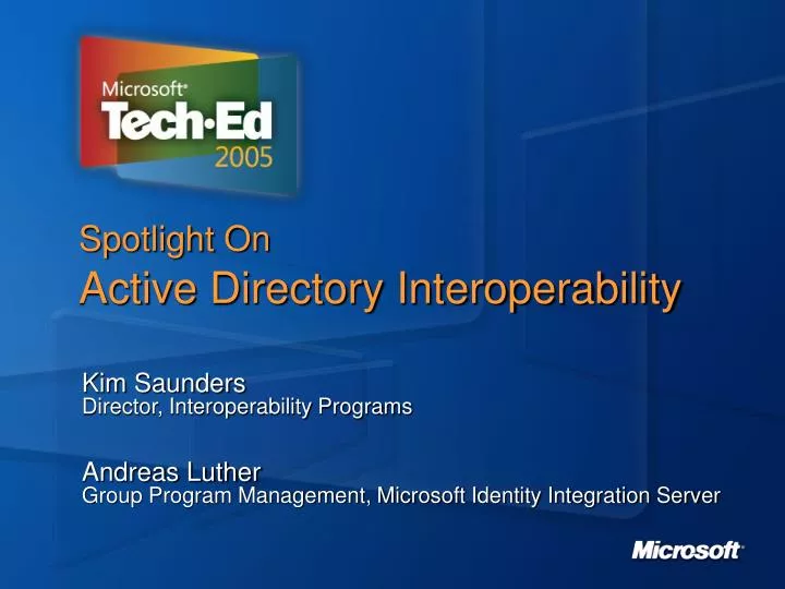 PPT - Spotlight On Active Directory Interoperability PowerPoint ...