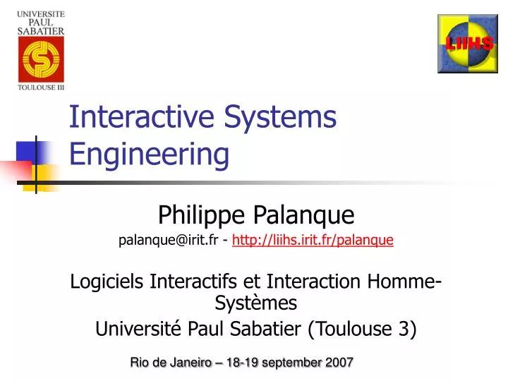 PPT - Interactive Systems Engineering PowerPoint Presentation, free ...