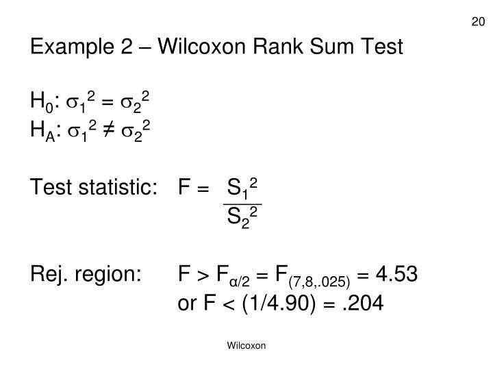 PPT - Wilcoxon Rank Sum Test PowerPoint Presentation - ID:833959
