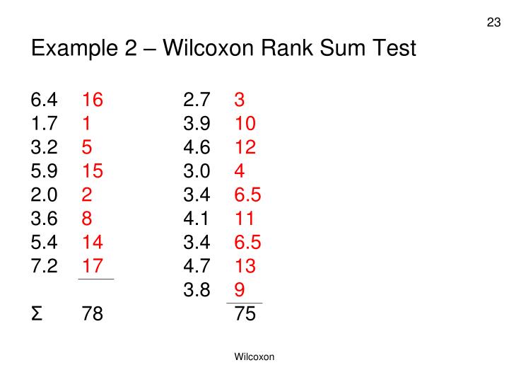 PPT - Wilcoxon Rank Sum Test PowerPoint Presentation - ID:833959