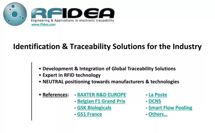 PPT - Identification & Traceability Solutions for the Industry ...