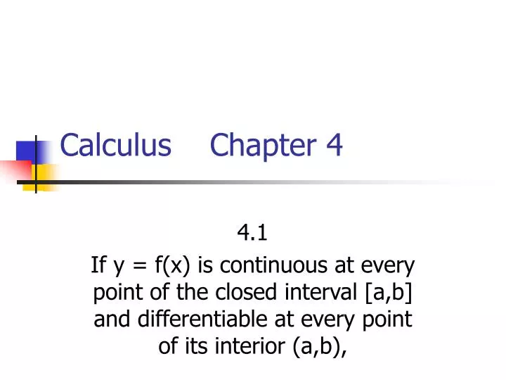PPT - Calculus Chapter 4 PowerPoint Presentation, free download - ID:835813