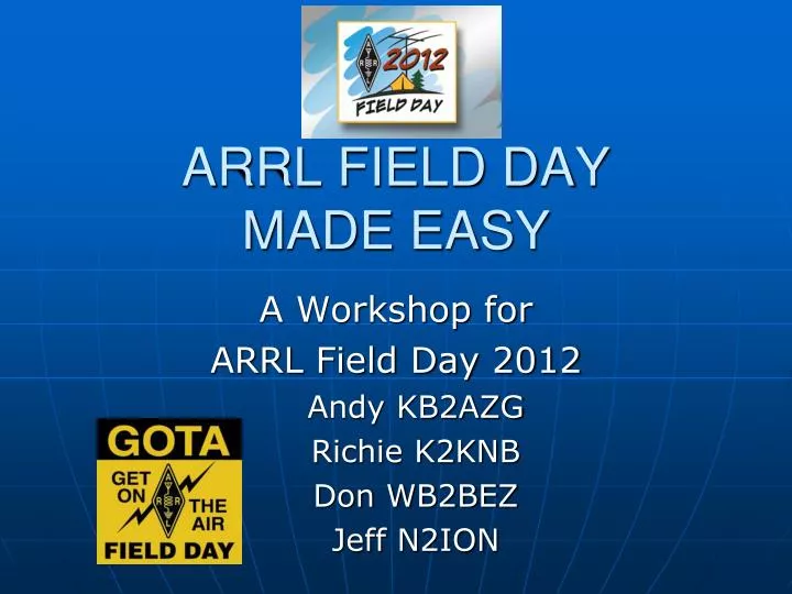 PPT - ARRL FIELD DAY MADE EASY PowerPoint Presentation, free download ...