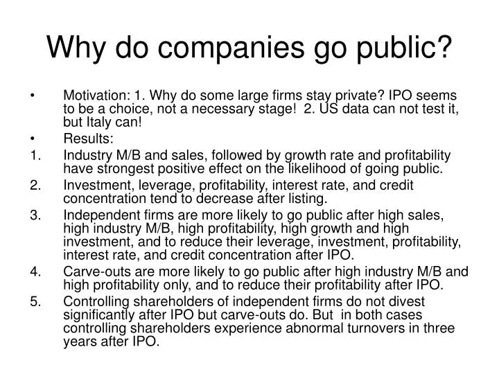 PPT - Why do companies go public? PowerPoint Presentation, free download - ID:836178