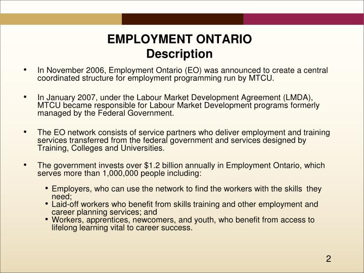 PPT - Employment Ontario Transformation Background and History October ...