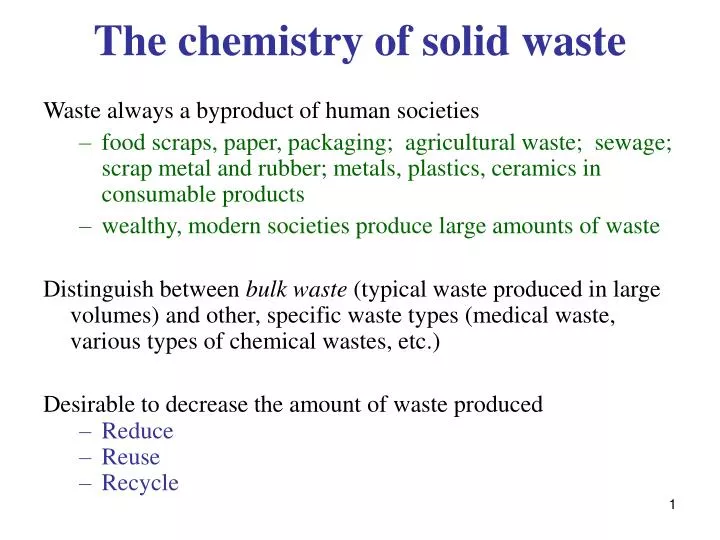 PPT - The chemistry of solid waste PowerPoint Presentation, free ...