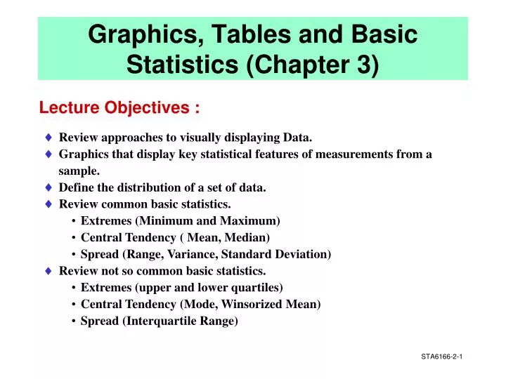 PPT - Graphics, Tables and Basic Statistics (Chapter 3) PowerPoint ...