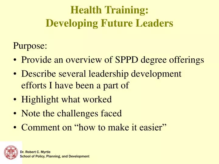 PPT - Health Training: Developing Future Leaders PowerPoint Presentation - ID:838580