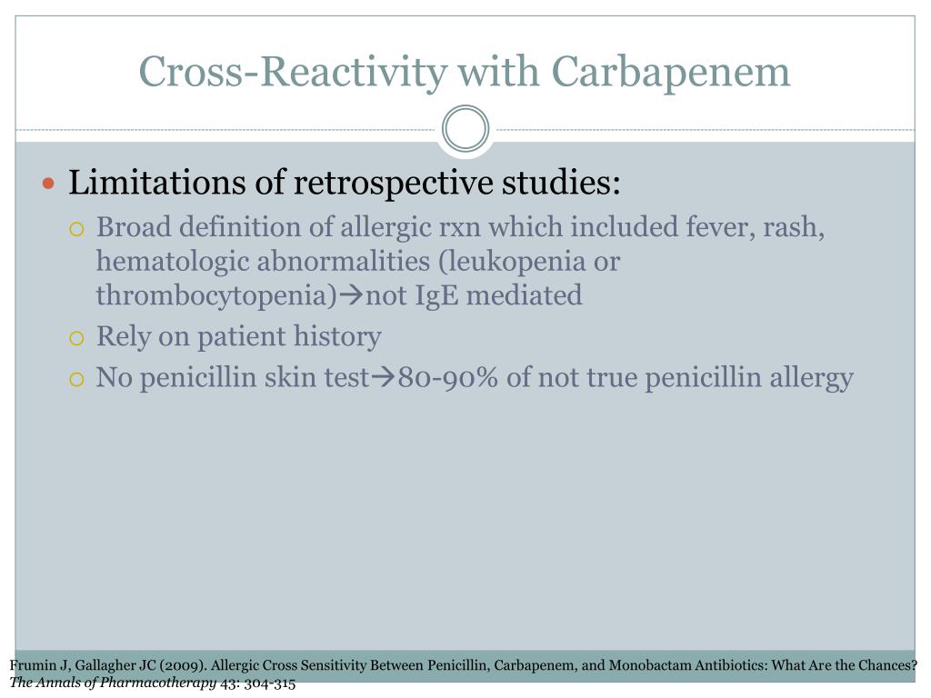 PPT - Allergic Cross-Reactivity Among -Lactam Antibiotics (In patients ...