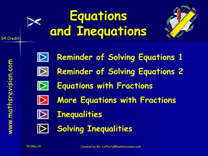 PPT - Equations and Inequations PowerPoint Presentation, free download ...